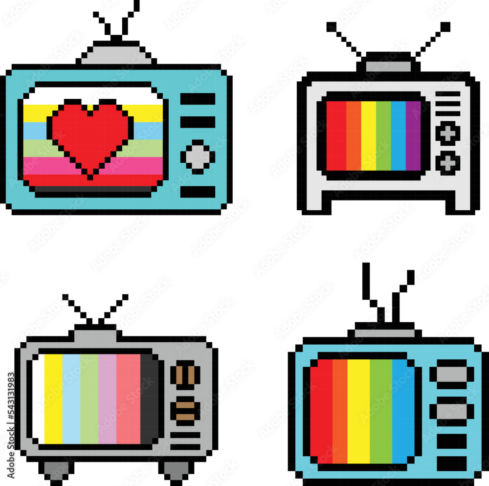 Television pixel art vector illustration. 素材庫向量圖 | Adobe Stock