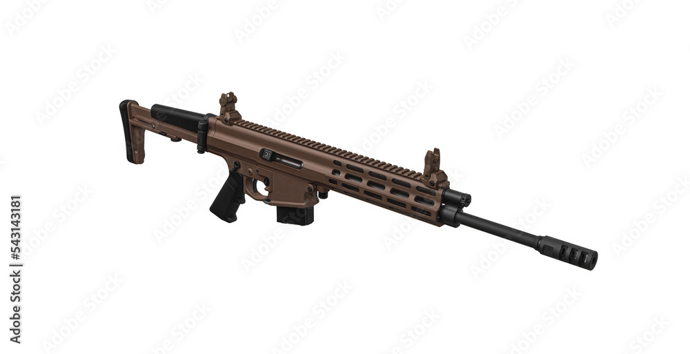 Modern brown automatic rifle. Weapons for police, special forces and ...