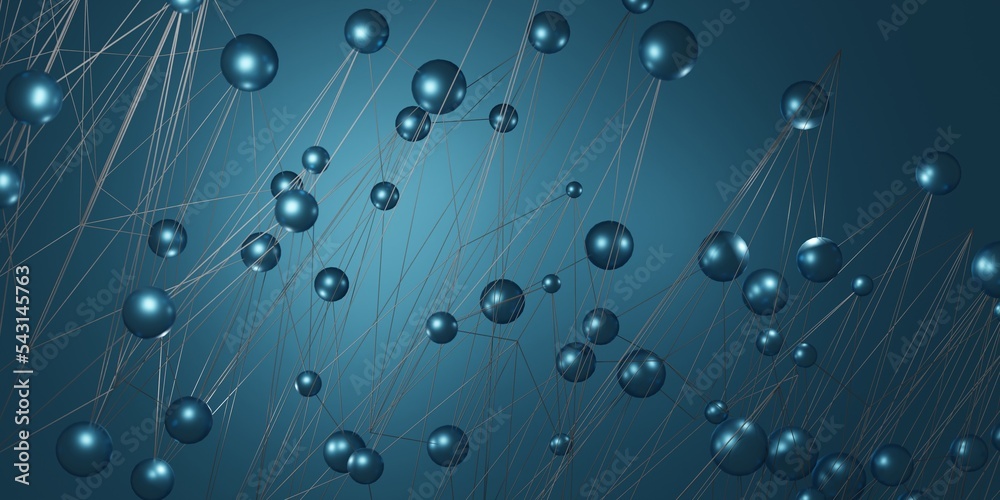 Blue abstract technology background with particles and plexus connected ...