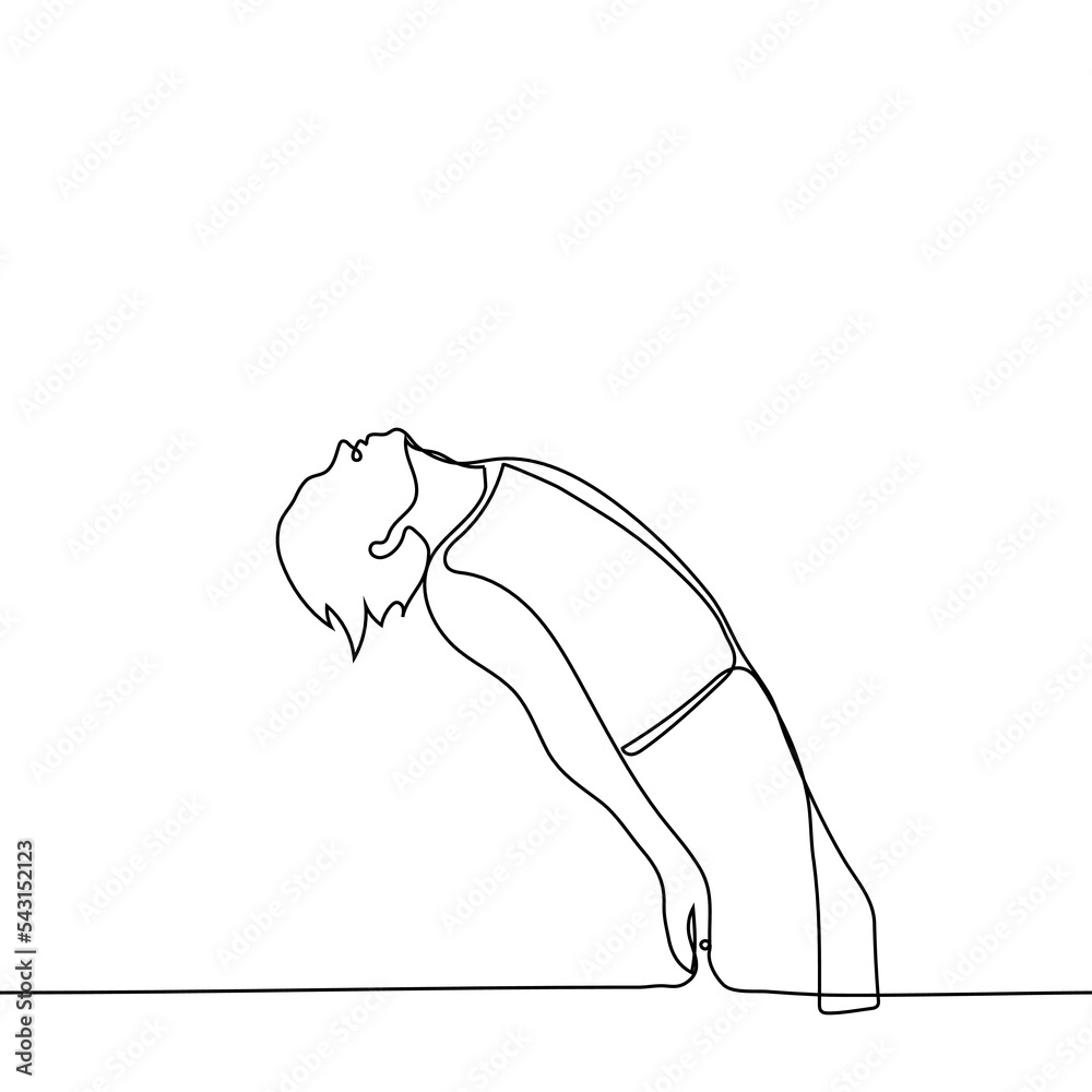 belly bent outward man - one line drawing vector. concept a man faints ...