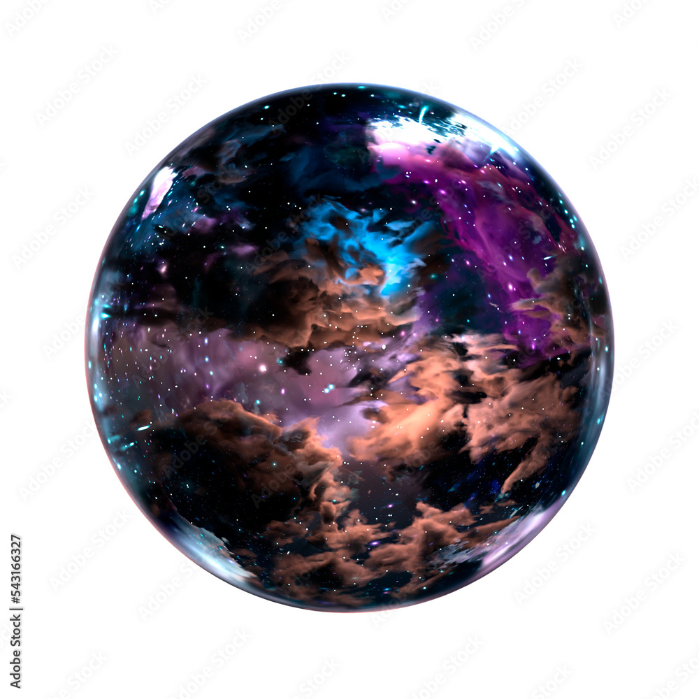 Transparent png. Universe in a bubble or sphere with stars ...