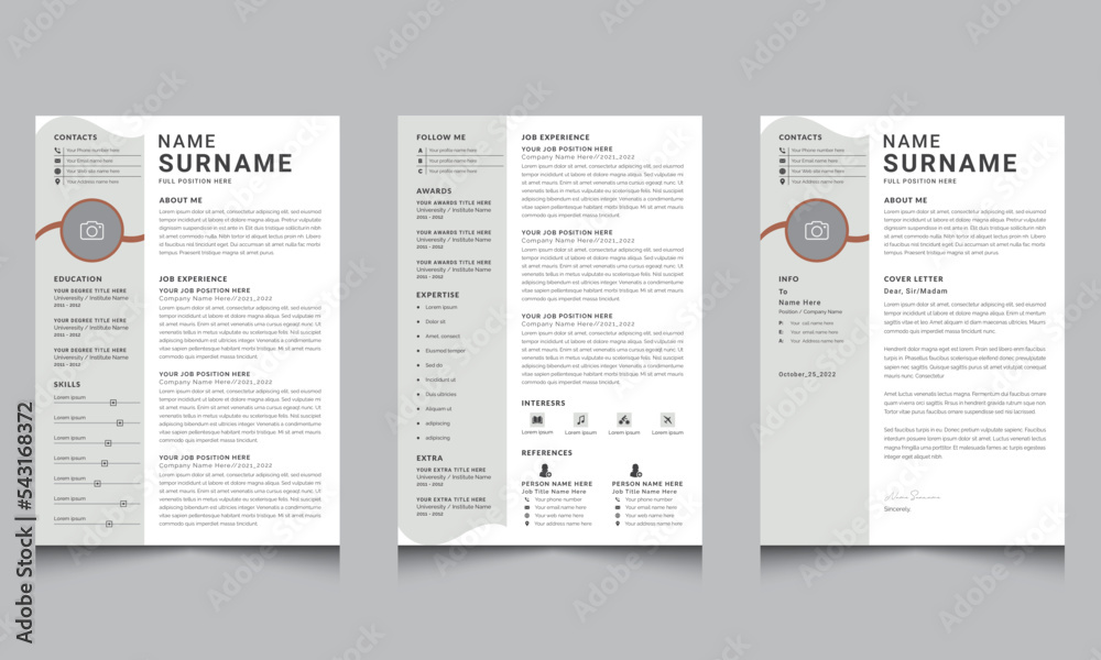 Resume CV Template and Cover Letter Layout Vector Template for Job ...