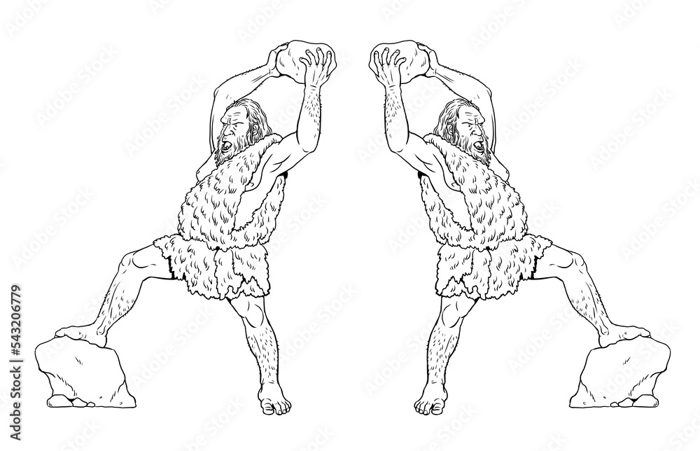 Prehistoric man - Neanderthal. Ancestors of humans. Extinct human from ...