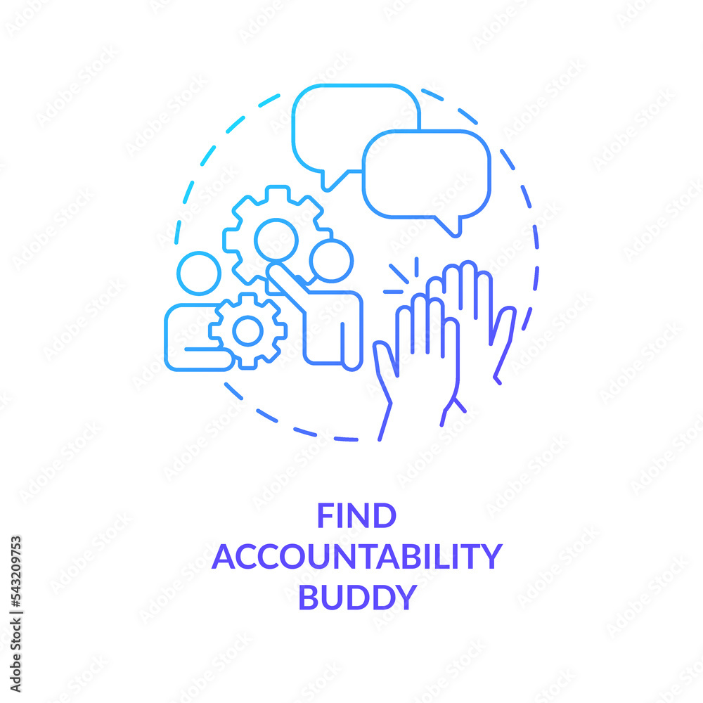 Find accountability buddy blue gradient concept icon. Virtual coworking ...