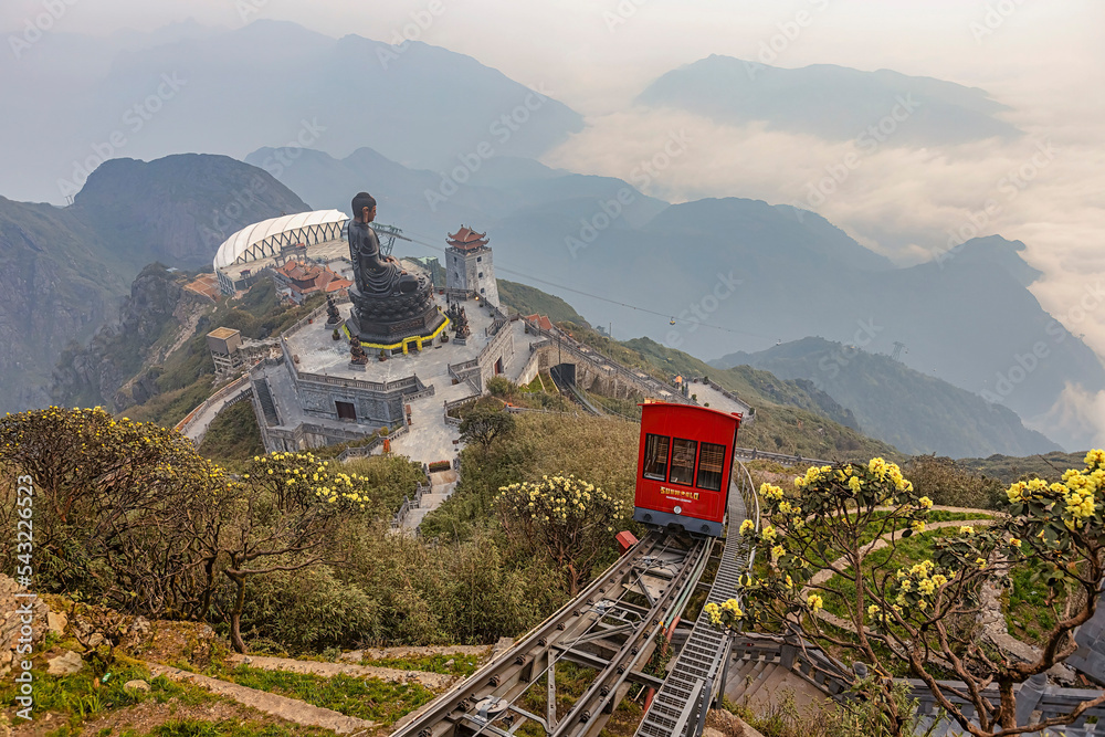 TRAIN FOR MOUNTAIN OR RED CABLE CAR TO THE TOP OF THE FANSIPAN MOUNTAIN ...