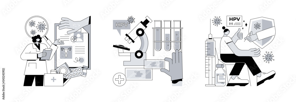 HPV infection abstract concept vector illustration set. Human ...