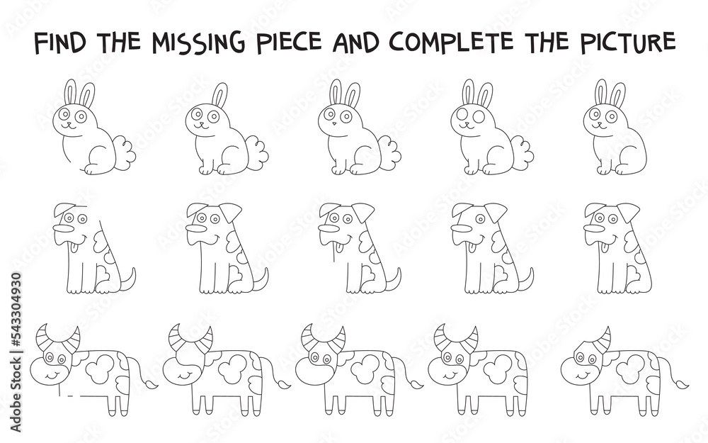 Find the missing piece and complete the picture. Learning for toddlers ...