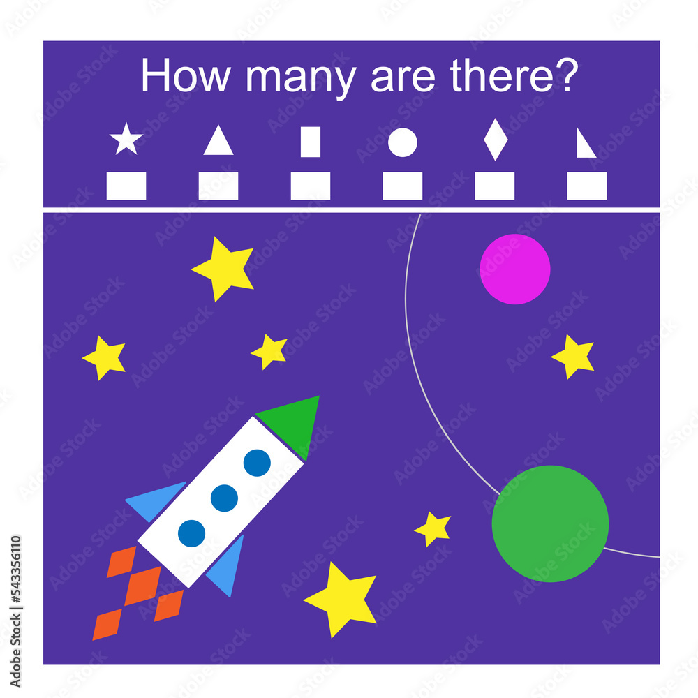 Math activity for children. How many geometric shapes? Developing ...