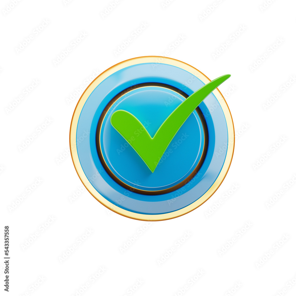 Green check mark symbol icon 3d render cutout 素材庫插圖 | Adobe Stock