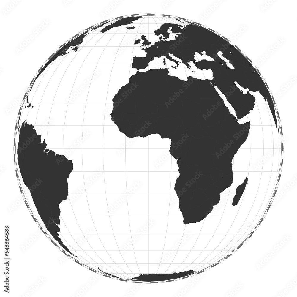 Vector world map in orthographic projection. Geographical map with ...