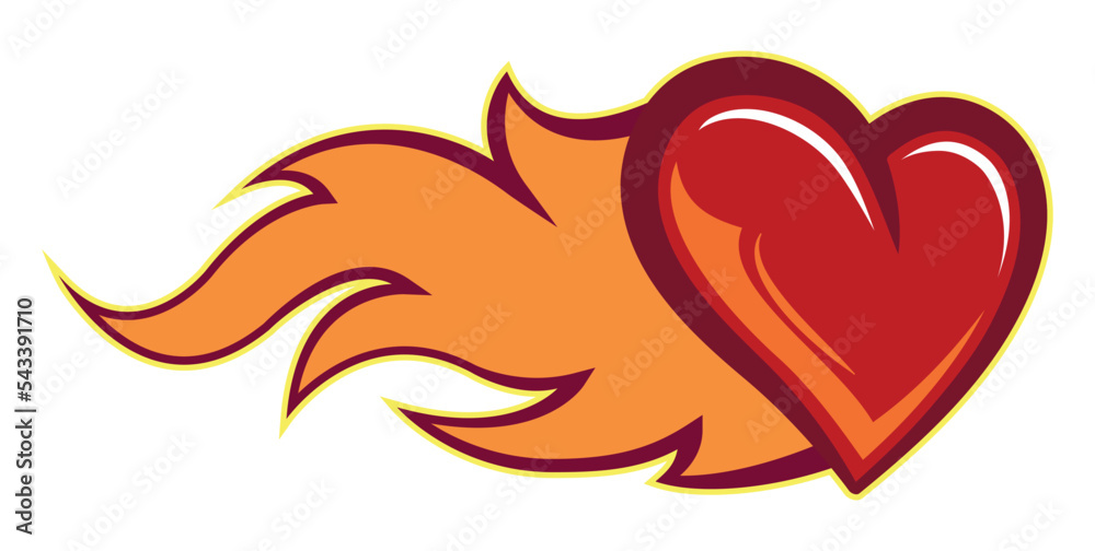 Heart burn vector graphic flaming heart symbol of love and passion logo ...