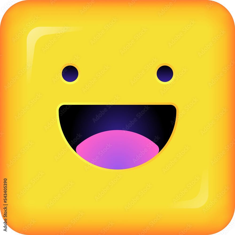 Cool square Emoticon. Yellow Emoji faces emoticon smile, digital smiley ...