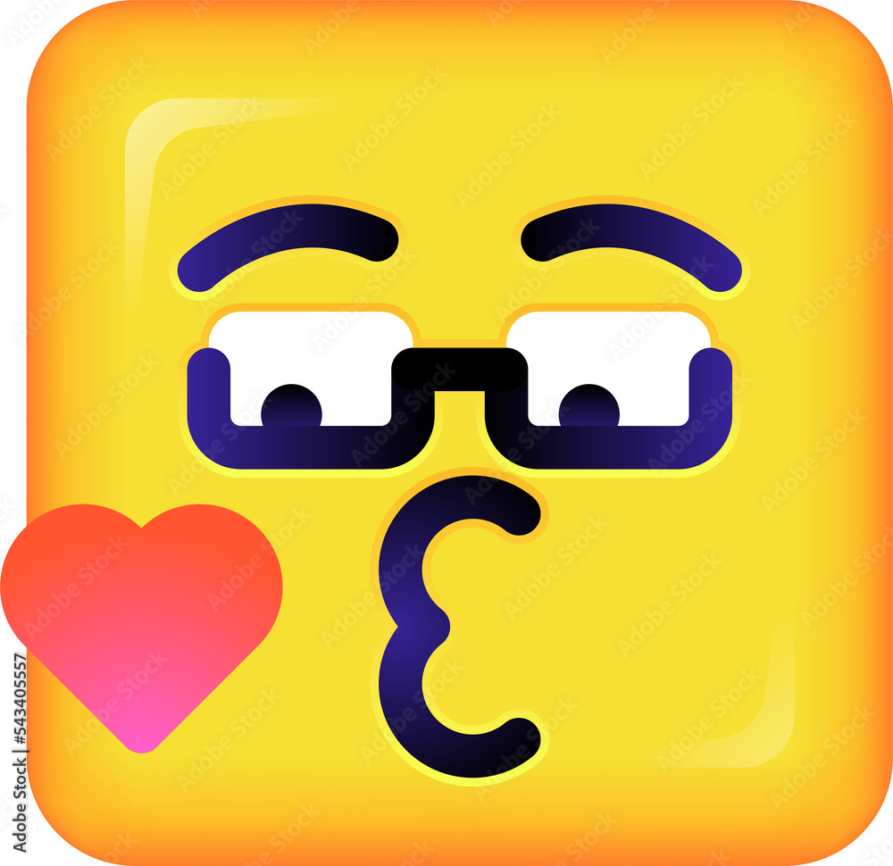 Cool square Emoticon. Yellow Emoji faces emoticon smile, digital smiley ...