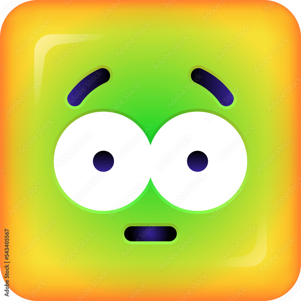 Cool square Emoticon. Yellow Emoji faces emoticon smile, digital smiley ...