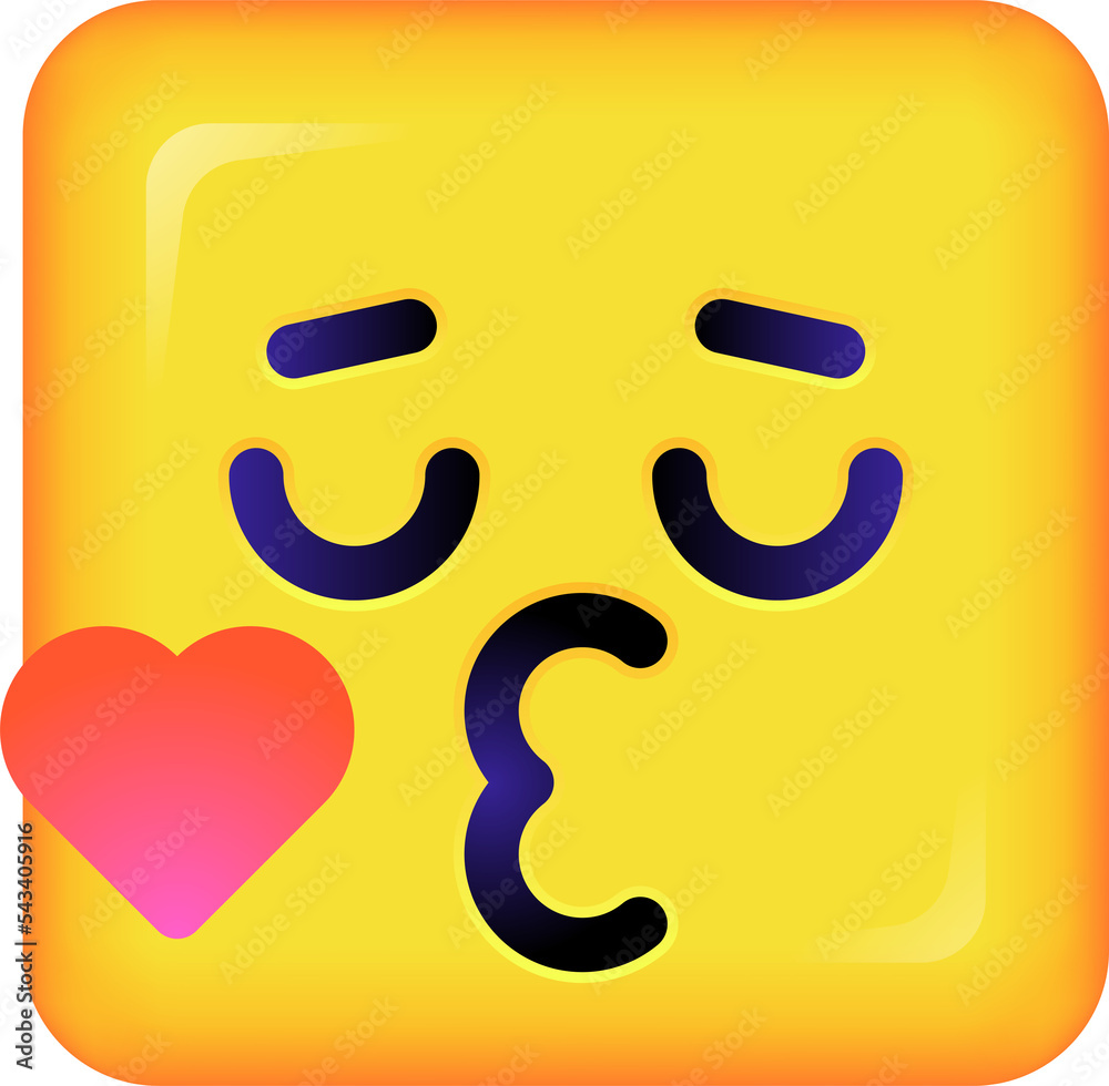 Cool square Emoticon. Yellow Emoji faces emoticon smile, digital smiley ...