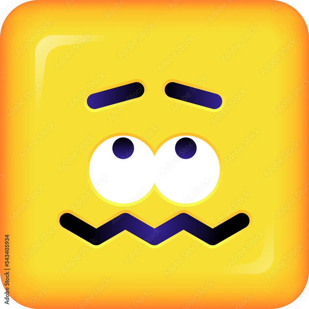 Cool square Emoticon. Yellow Emoji faces emoticon smile, digital smiley ...