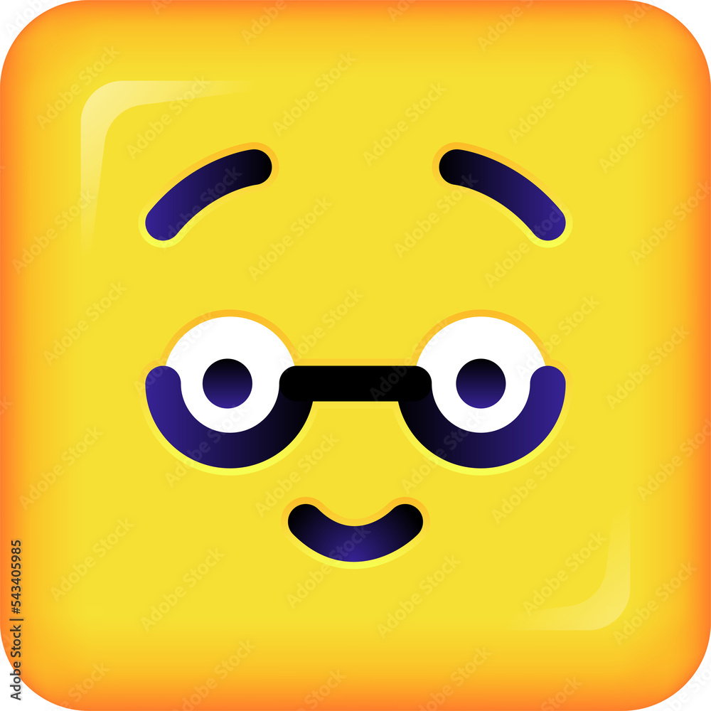 Cool square Emoticon. Yellow Emoji faces emoticon smile, digital smiley ...