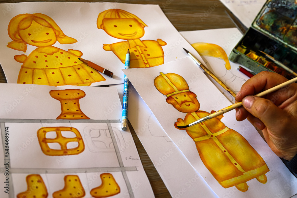 For Saint Nicholas, the animator draws characters from cartoons, comics ...