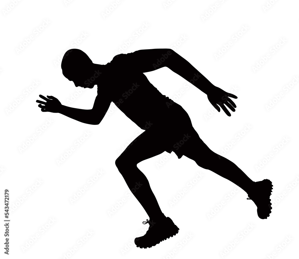 Sprinter runner vector silhouette illustration isolated on white ...