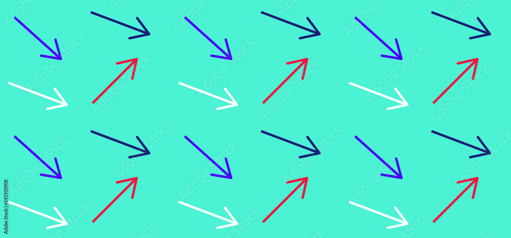 Arrows in different directions, seamless vector wallpaper, punchy forms ...