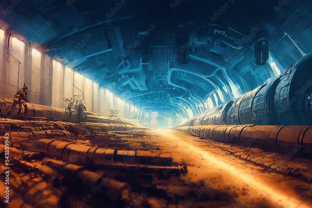 Underground city landscape with futuristic setting. Spectacular ...