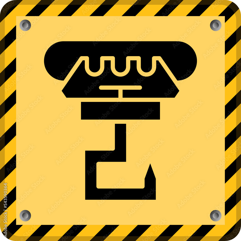 industrial crane hook symbol in yellow signage Stock Illustration ...
