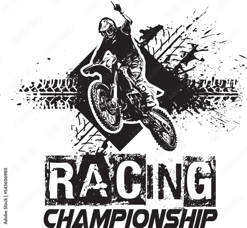 motorcycle race vector illustration sketch drawing, motocross ...