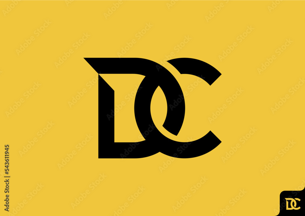 letter DC logo design with abstract geometry concept, black color ...