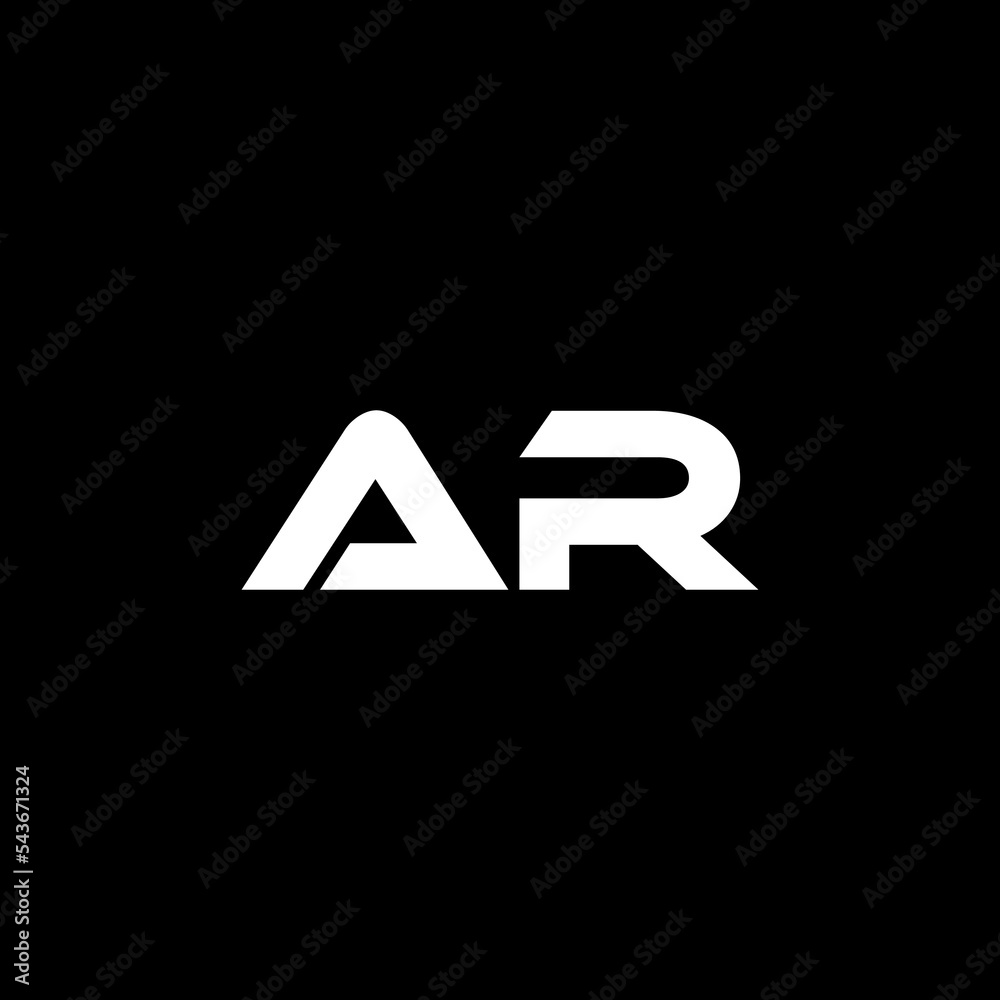 AR letter logo design with black background in illustrator, vector logo ...