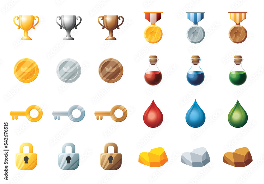 Game UI assets set. Gaming user interface icons collection. vector ...