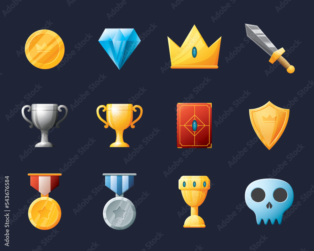 Game UI assets set. Gaming user interface icons collection. vector ...