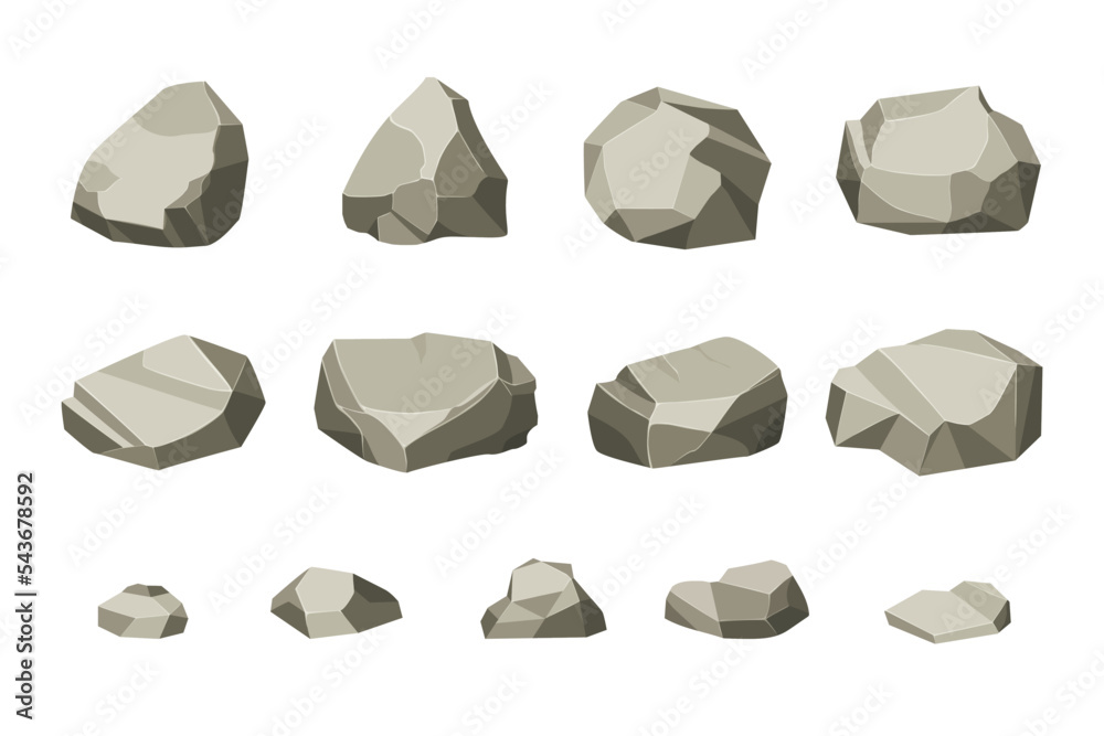 Rock and stones set. Different shape boulder collection. vector ...