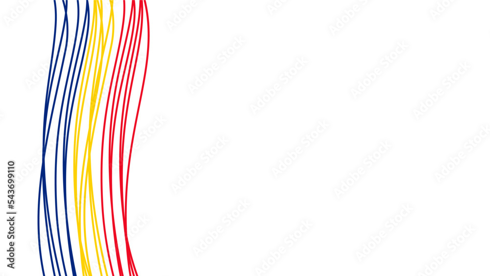 Romanian flag color palette line art with copy space on white ...