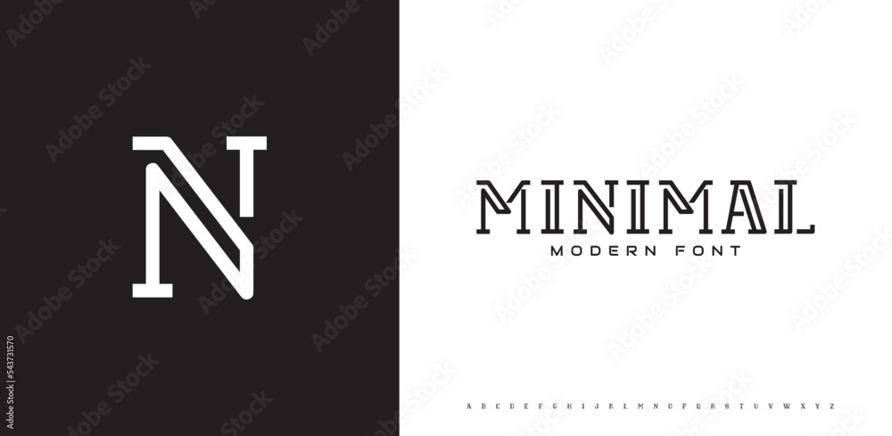 Double line monogram alphabet and tech fonts. Future logo typo. Minimal ...