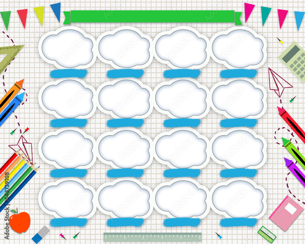 Class photo collage template for school kindergarten classroom. Flat ...