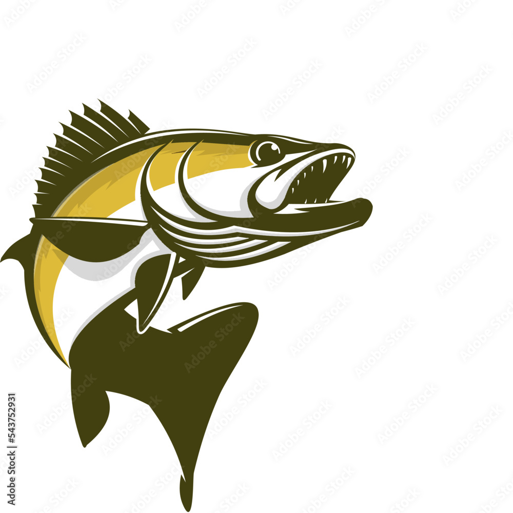 Image vectorielle Stock Walleye Fishing Logo illustration. Unique and ...