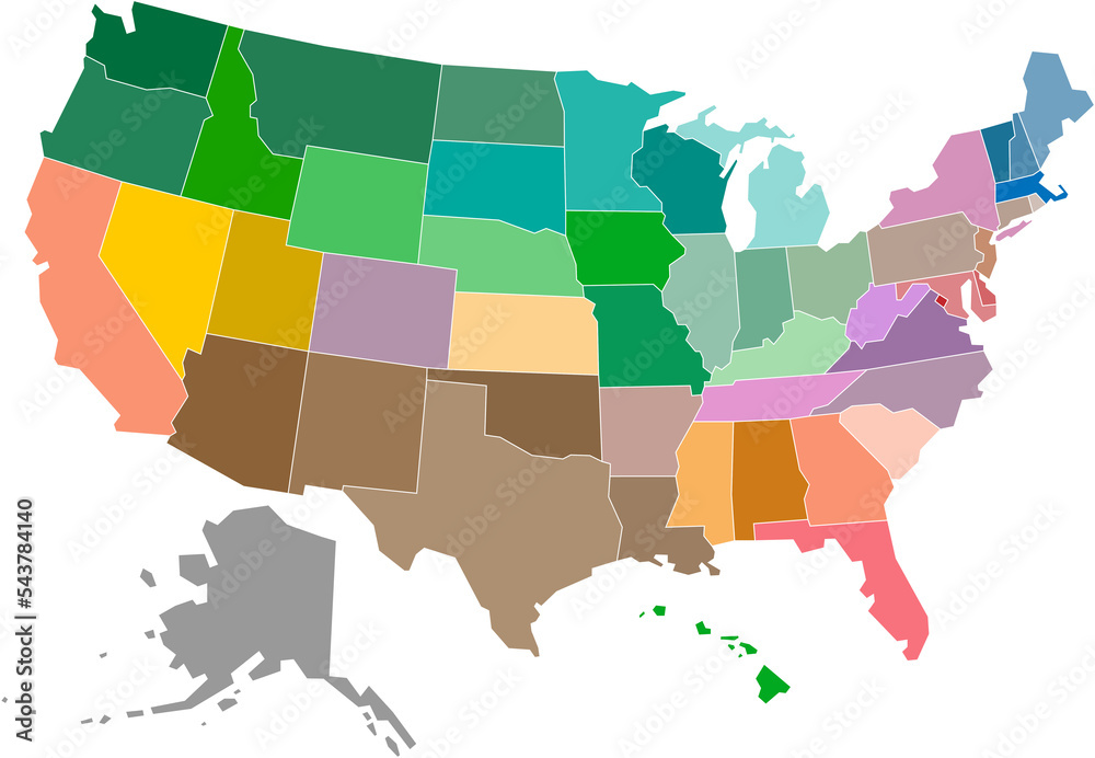 United States of America political map Stock Illustration | Adobe Stock