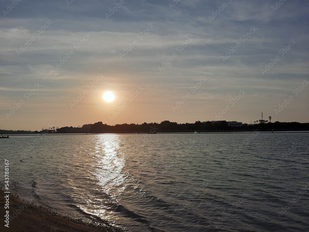 Beautiful sunset at Jeddah, Corniche. The Jeddah Corniche, also known ...