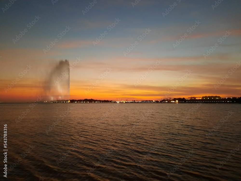 Beautiful sunset at Jeddah, Corniche. The Jeddah Corniche, also known ...