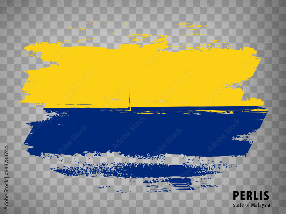 Flag of Perlis from brush strokes. Flag State Perlis of Malaysia with ...