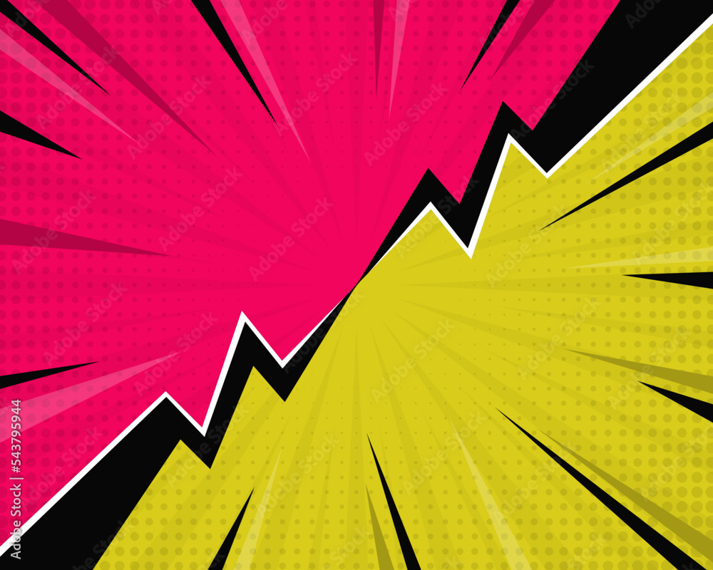 Flat cartoon comic background. Pop art comic background. Fight ...