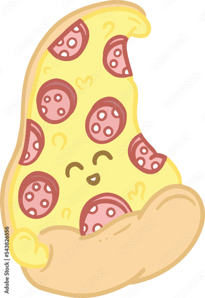 Cute Cartoon Pizza Slice Pepperoni Emoji Face Illustration for a Mascot ...