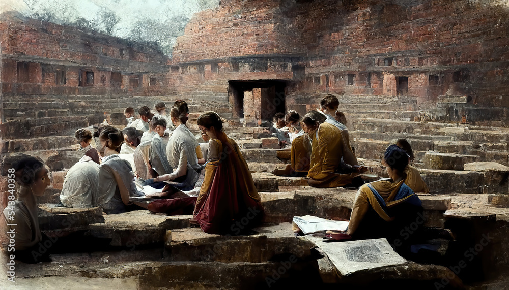 AI generated image depicting students from around the world studying at ...