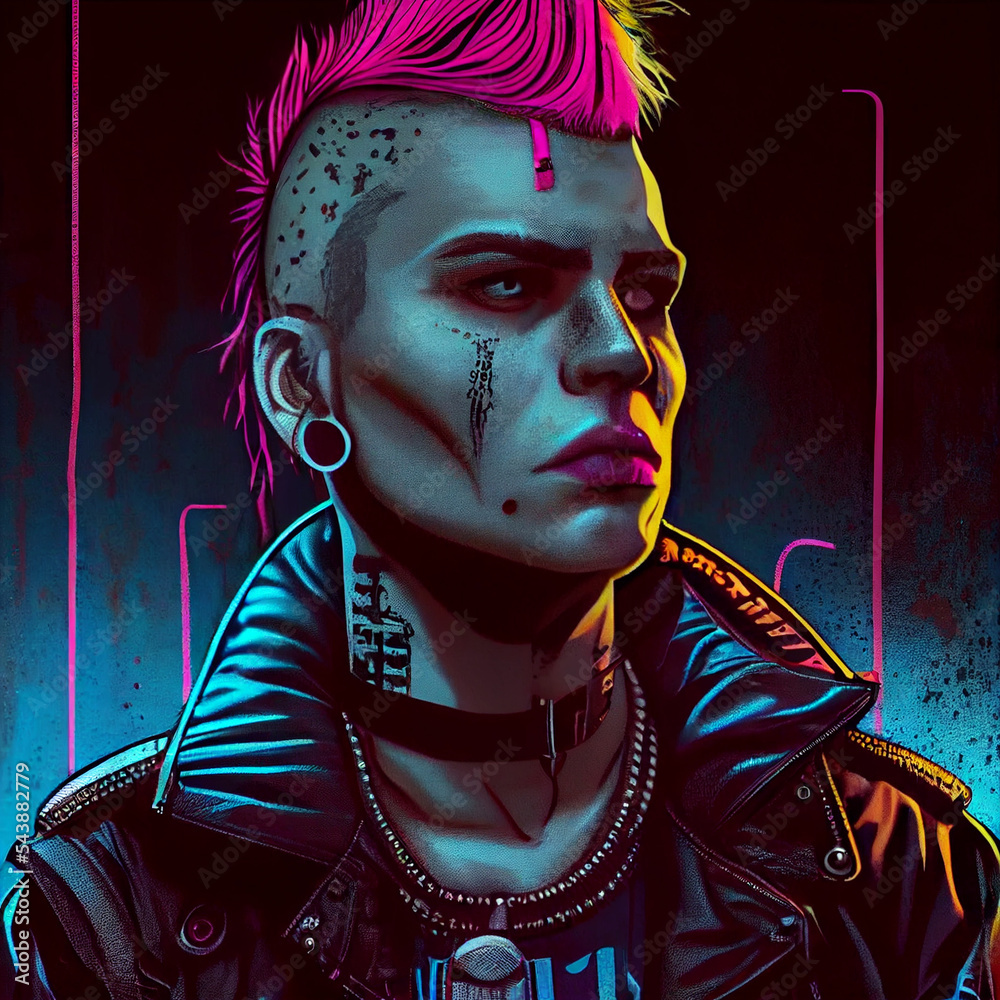 Cyberpunk Punk-Rock Hand drawn Manga and Anime Character in Comisc and ...