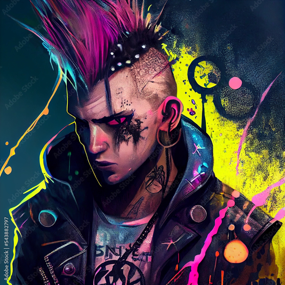 Cyberpunk Punk-Rock Hand drawn Manga and Anime Character in Comisc and ...