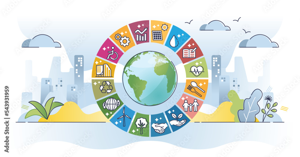 SDG or sustainable development goals by united nations outline concept ...