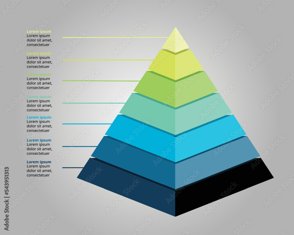 infographic pyramid chart for business template for 7 element Stock ...