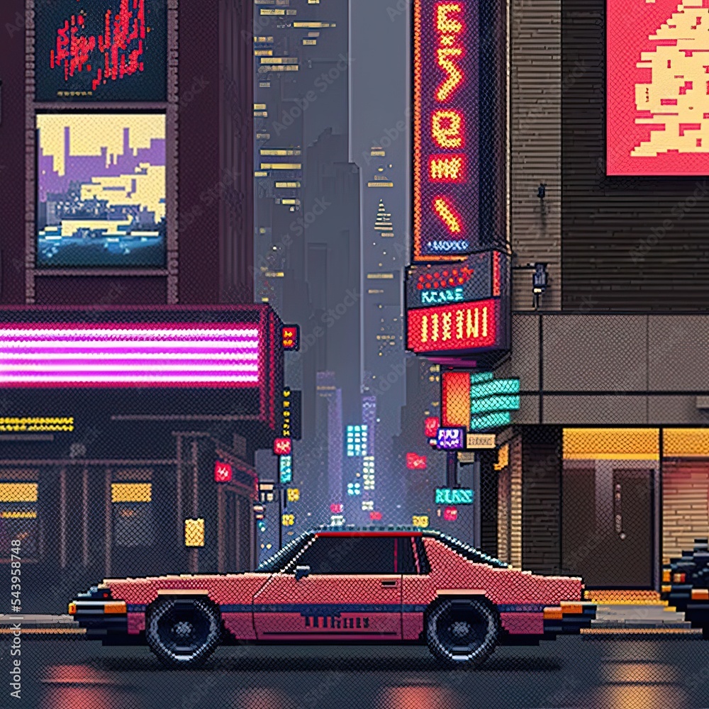 8 bit pixel art 1980s Old City. Generative AI Technology Stock ...