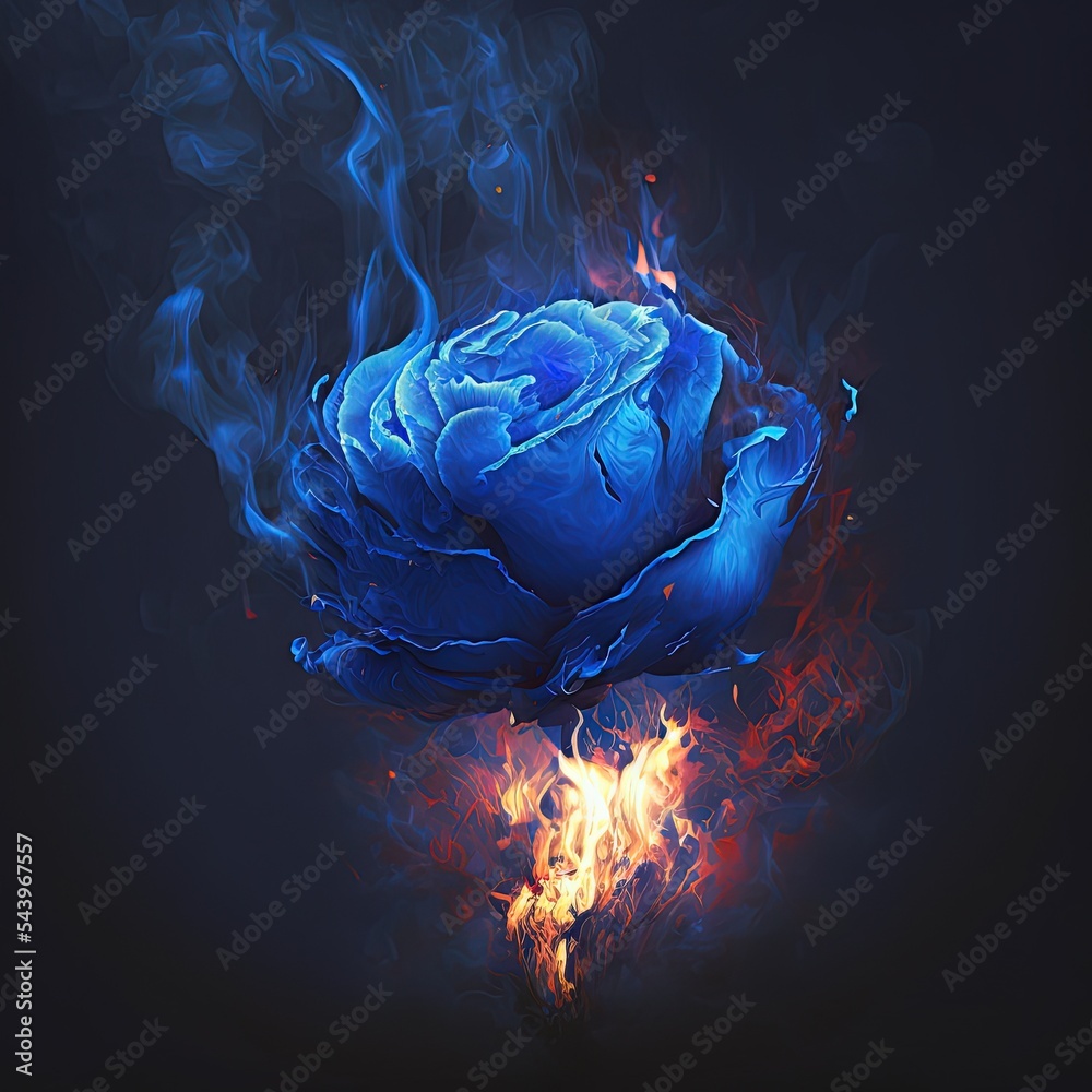 Rose Caught On Fire - Digital Illustration Stock Illustration | Adobe Stock