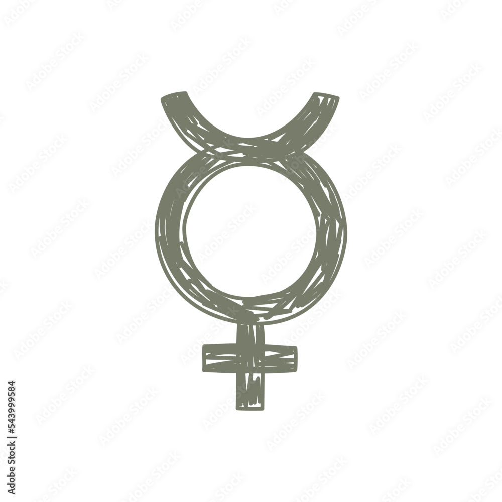 Mercury planet symbol pictogram. Horoscope vector sign. Pencil drawing ...